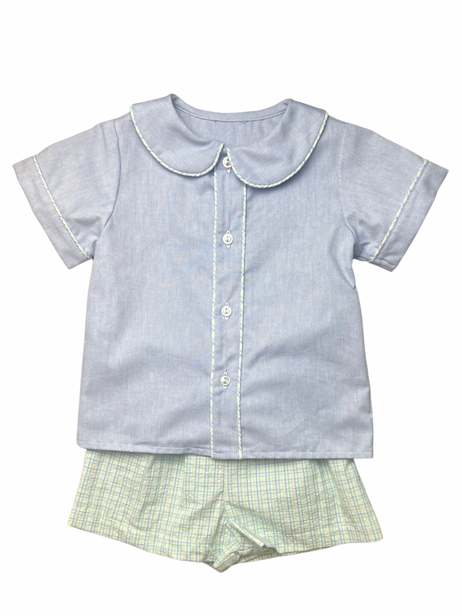 Peter Boy Short Set - Blue Chambray