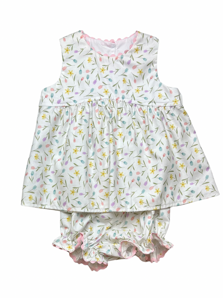 Brook Girl Bloomer Set with Trim - Multi Tulip