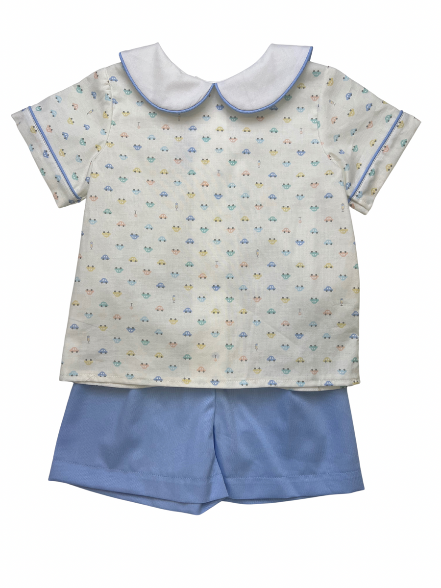 Tyler Boy Short Set - Pastel Car