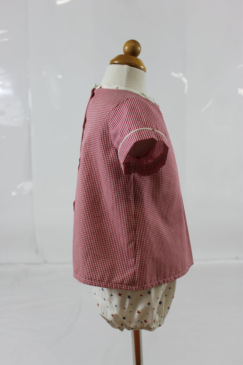 Diaper Boy Set s/s Bias Neck - Blue Red Stars